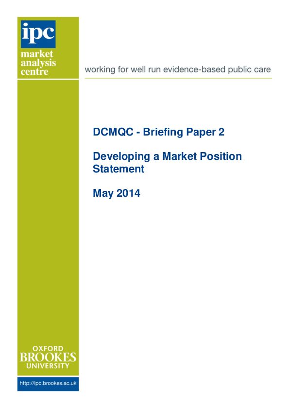 Developing a Market Position Statement - IPC Brookes