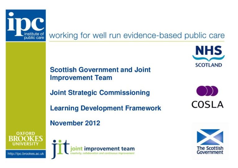 Joint Strategic Commissioning Learning Development Framework - IPC Brookes